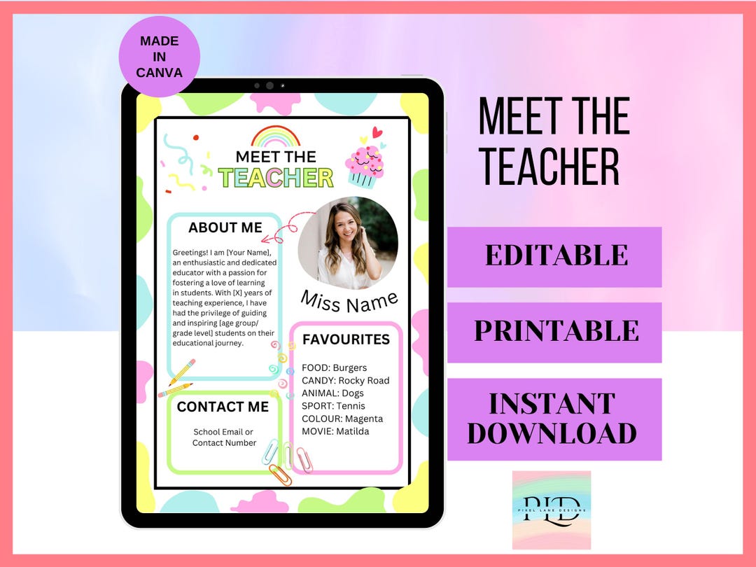 Meet the Teacher Template | Editable Flyer, Fun & Quirky Colourful ...