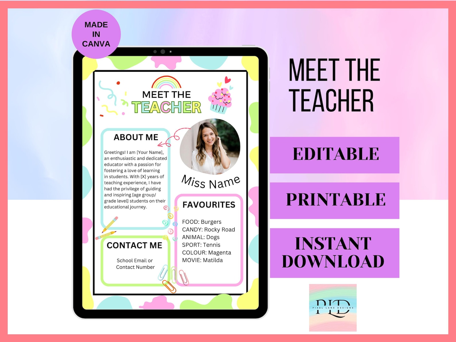 Editable Meet the Teacher Template With a Fun Theme | Printable Teacher ...
