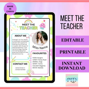 Editable Meet the Teacher Template With a Fun Theme | Printable Teacher ...