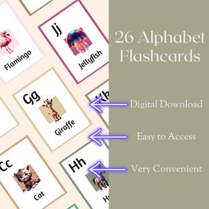 26 Alphabet Flash Cards, Letter Flashcards, Alphabet Printable Cards ...