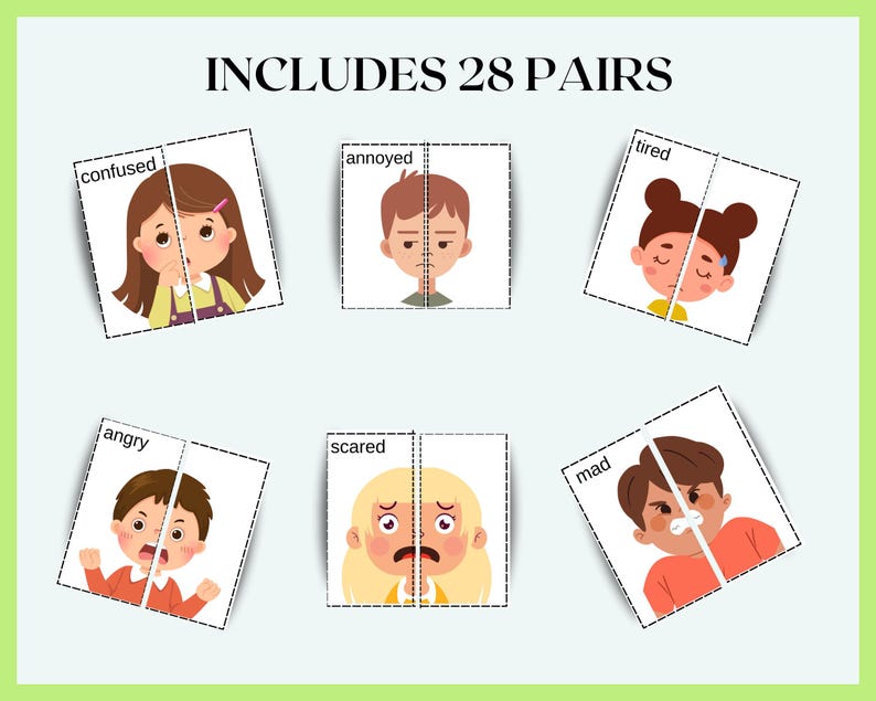 Emotion Matching Game, Spin and Match Activity, Feelings Recognition ...