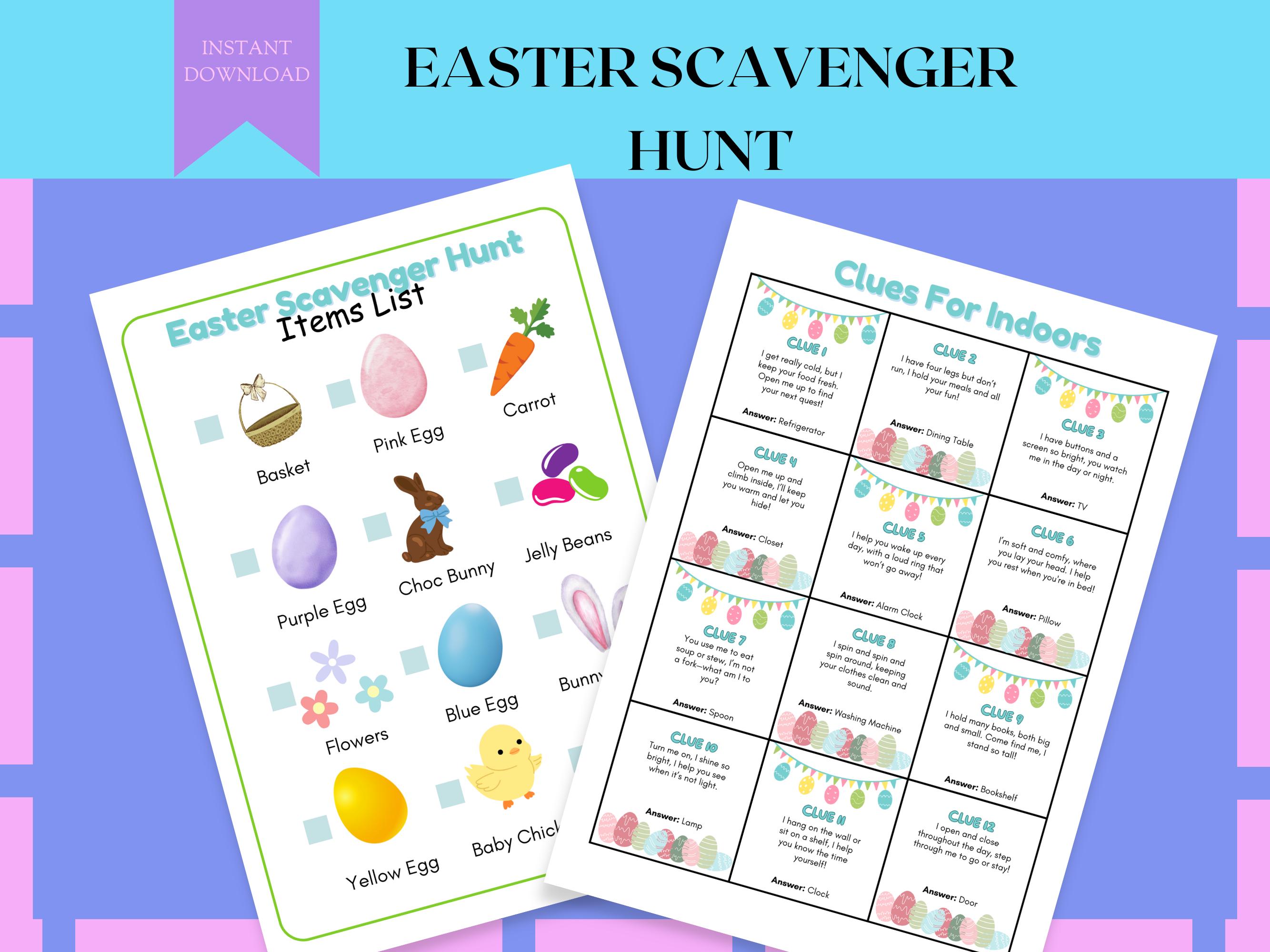 Printable Easter Scavenger Hunt Clues for Kids, Scavenger Hunt ...