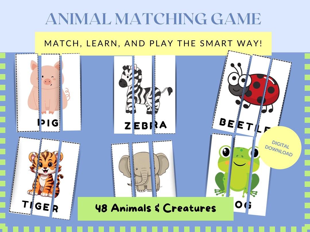 Matching Activities |animal Matching Game | Memory Games | Montessori ...