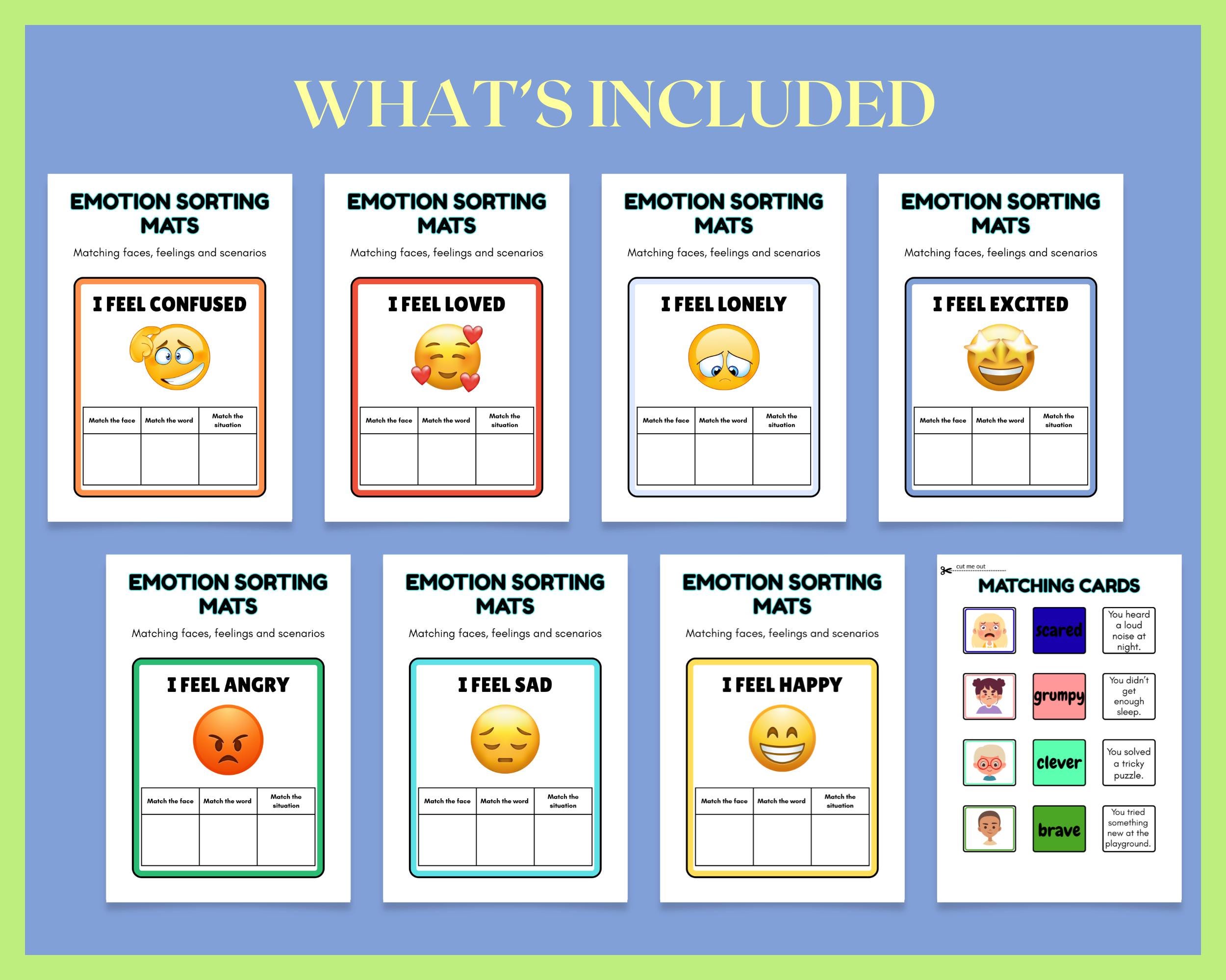 Emotions Activities for Kids Printable | Emotion Sorting Mats ...