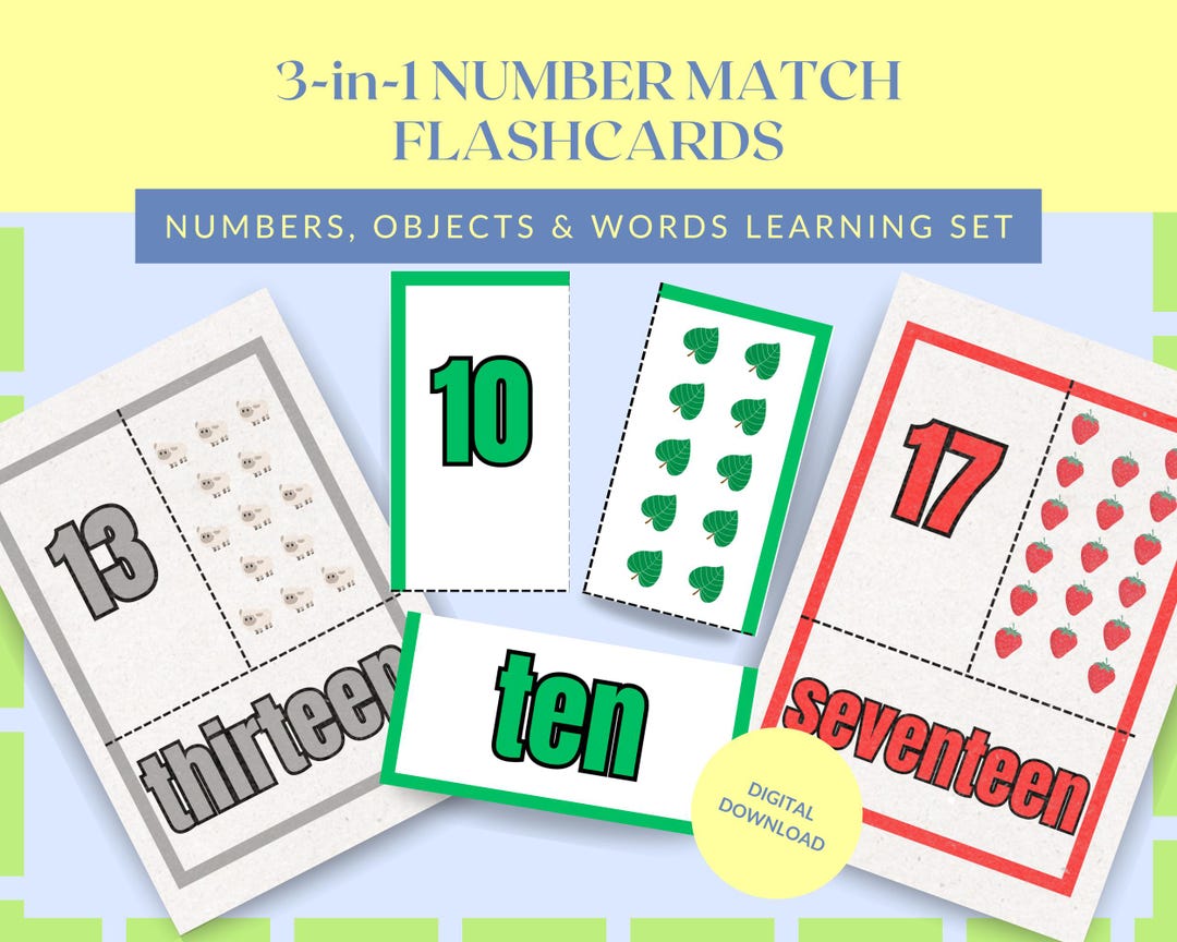 Number Flashcards for Kids | Numbers 1-20 | Montessori Counting ...