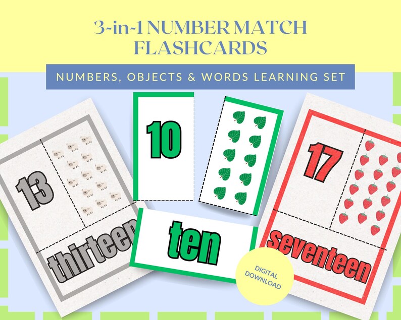 Number Flashcards for Kids | Numbers 1-20 | Montessori Counting ...
