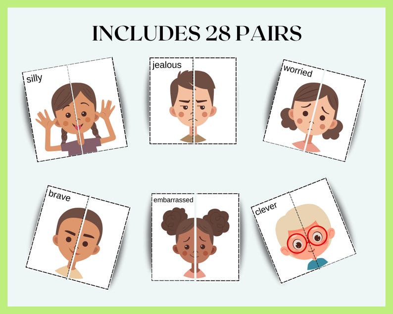 Emotion Matching Game, Spin and Match Activity, Feelings Recognition ...
