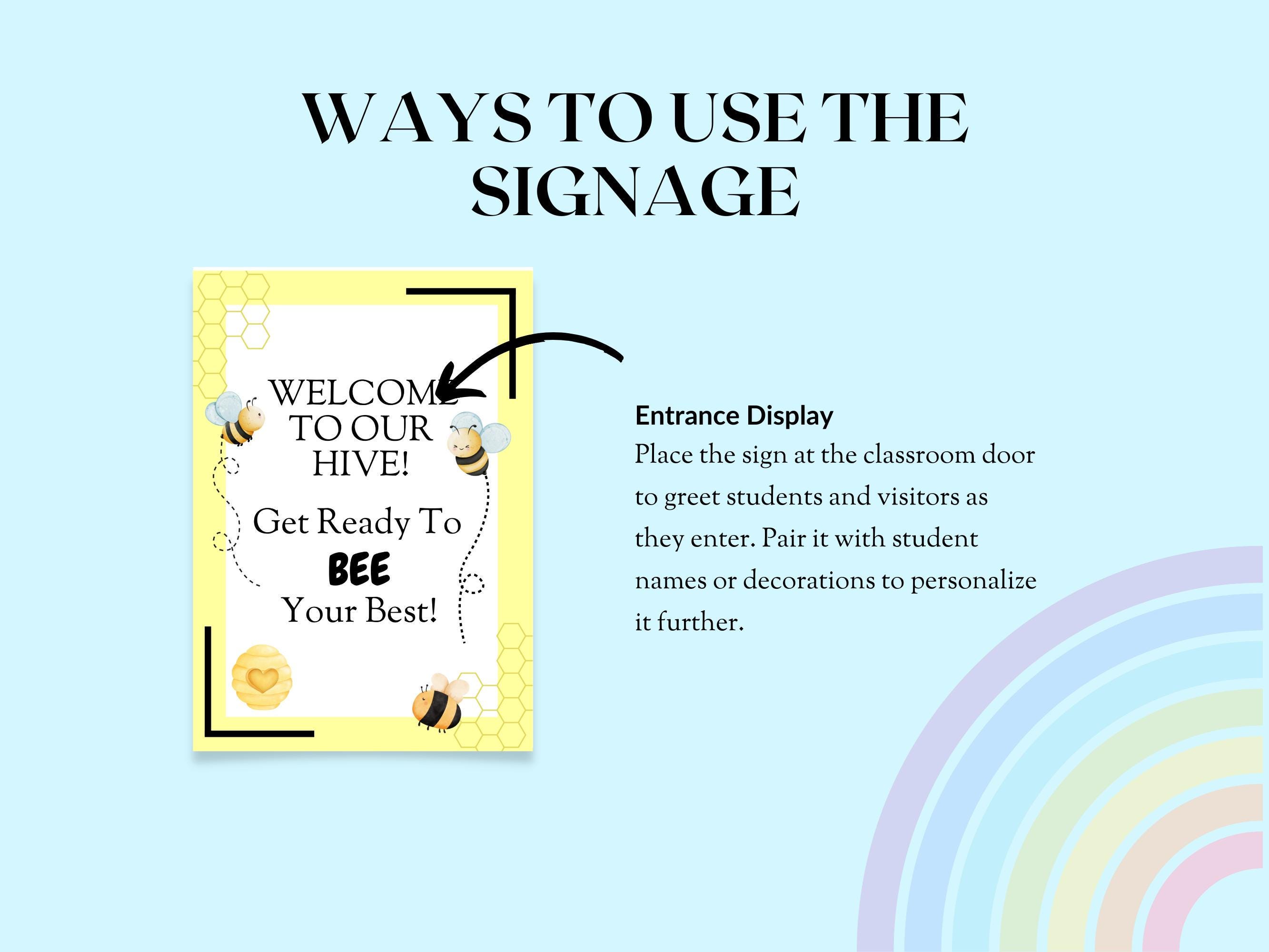 Bee-themed Classroom Welcome Sign | Printable Honeycomb Decor & Teacher ...