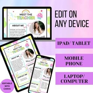 Editable Meet the Teacher Template With a Fun Theme | Printable Teacher ...