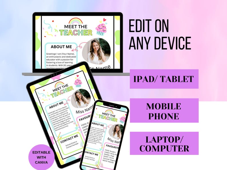 Editable Meet the Teacher Template With a Fun Theme | Printable Teacher ...
