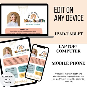 Editable Meet the Teacher Template | Boho Teacher Introduction Flyer ...