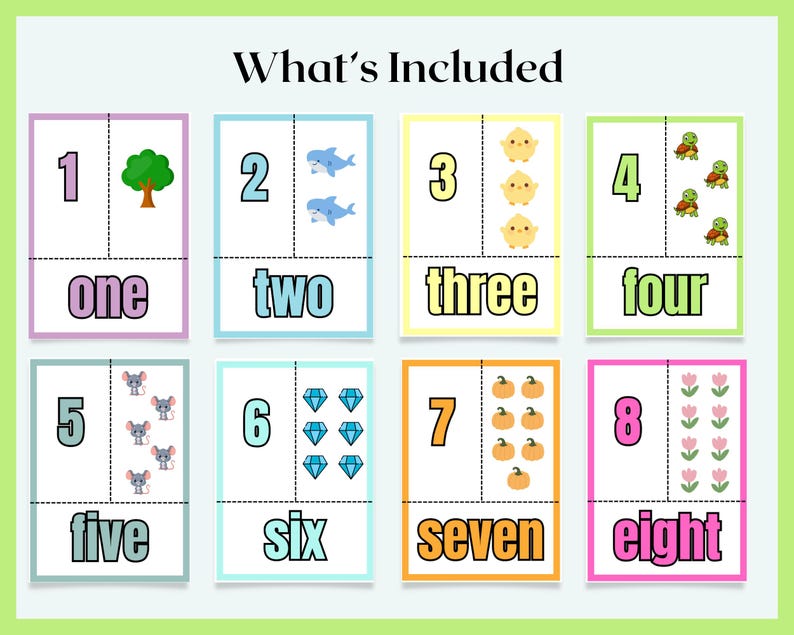 Number Flashcards for Kids | Numbers 1-20 | Montessori Counting ...