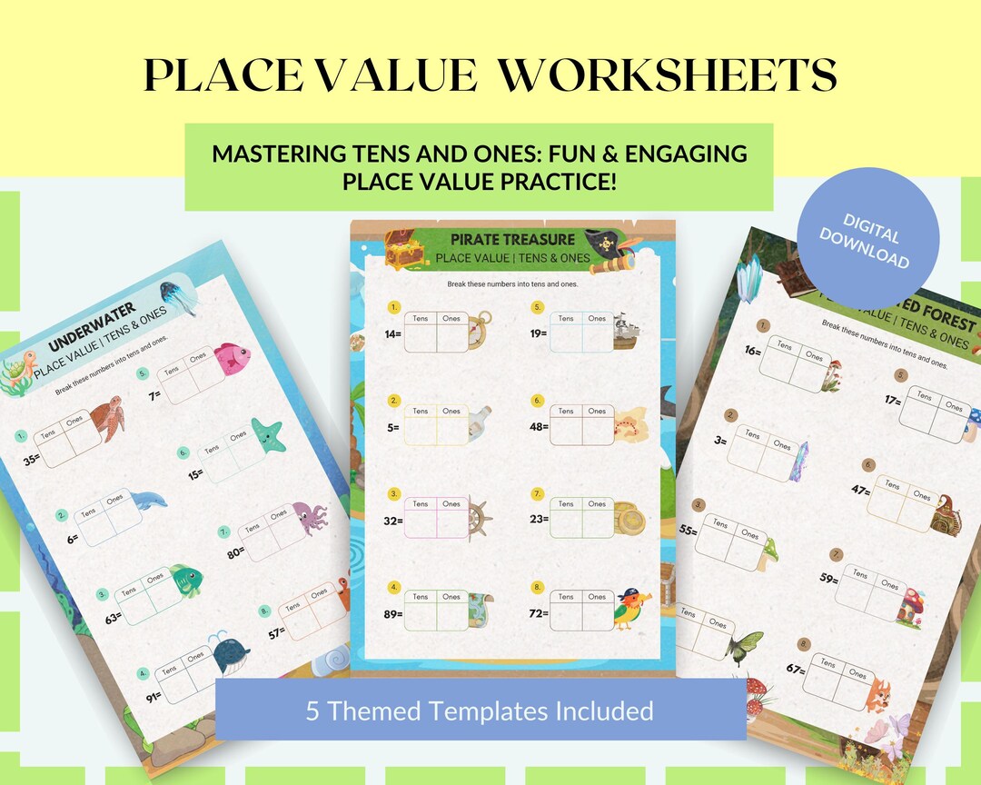 Maths Worksheets, Math Printables for Kids, Place Value Practice Sheets ...