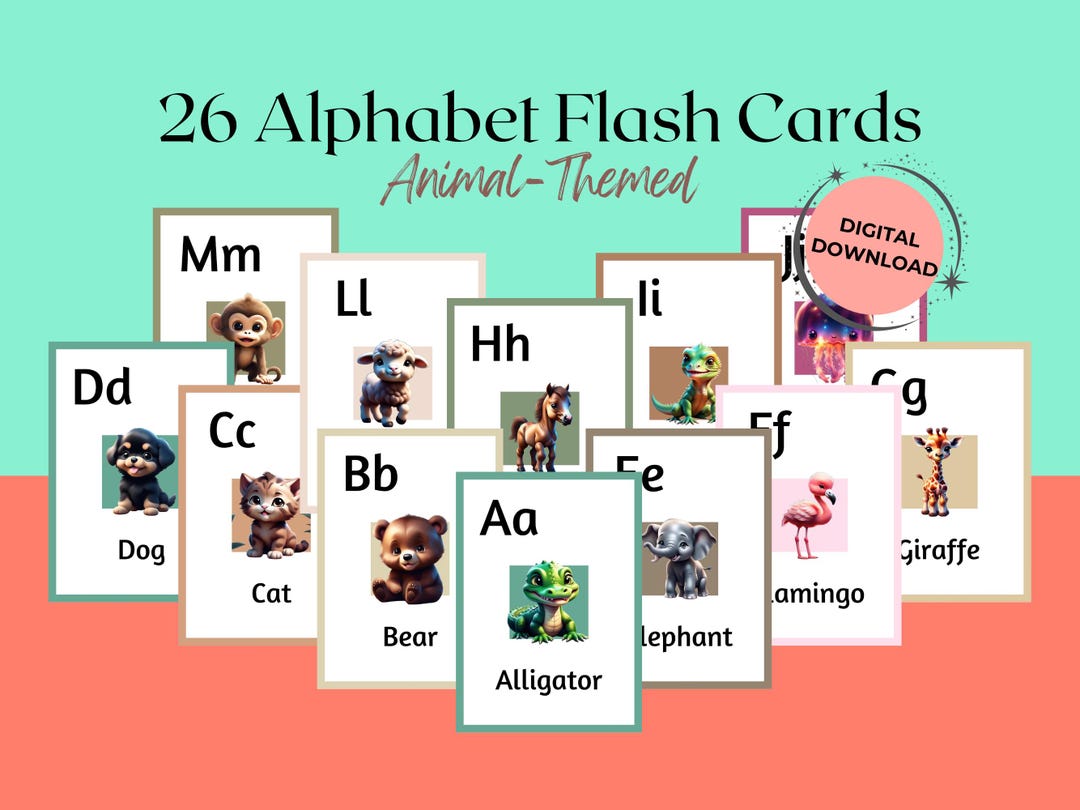 26 Alphabet Flash Cards, Letter Flashcards, Alphabet Printable Cards ...