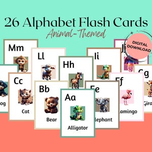 26 Alphabet Flash Cards, Letter Flashcards, Alphabet Printable Cards ...