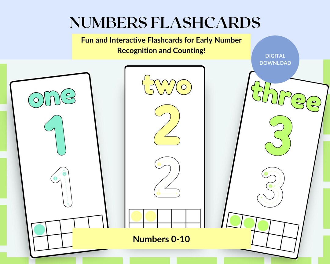 Flashcards for Kids, Counting 1-10 Math Flash Cards, Preschool ...