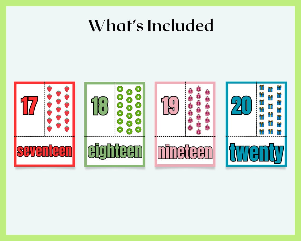 Number Flashcards for Kids | Numbers 1-20 | Montessori Counting ...