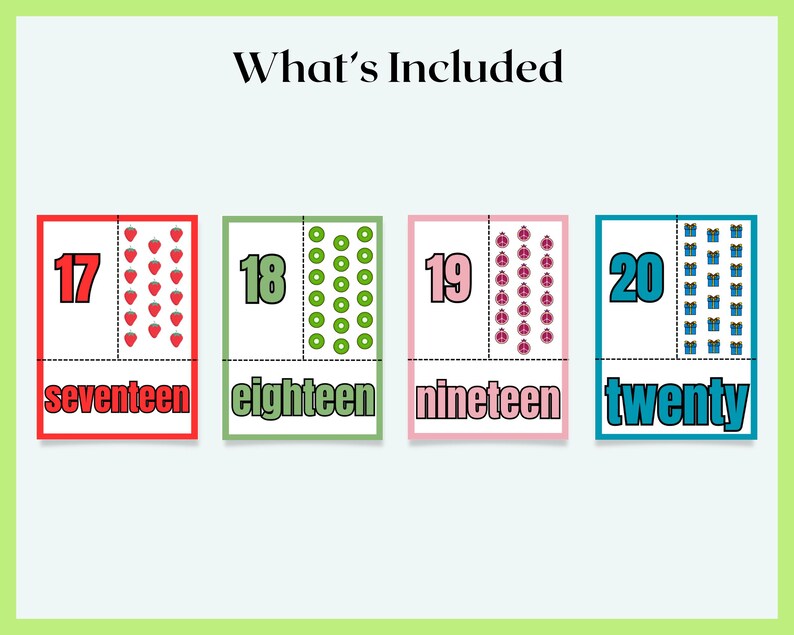 Number Flashcards for Kids | Numbers 1-20 | Montessori Counting ...