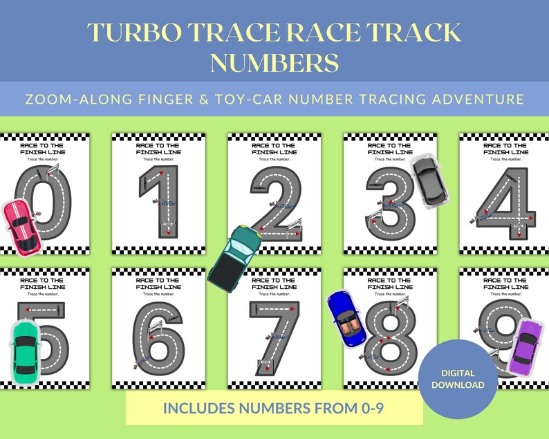 Number Tracing Worksheets 0-9, Printable Car Theme Math Center, Fine ...