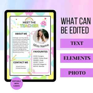 Editable Meet the Teacher Template With a Fun Theme | Printable Teacher ...