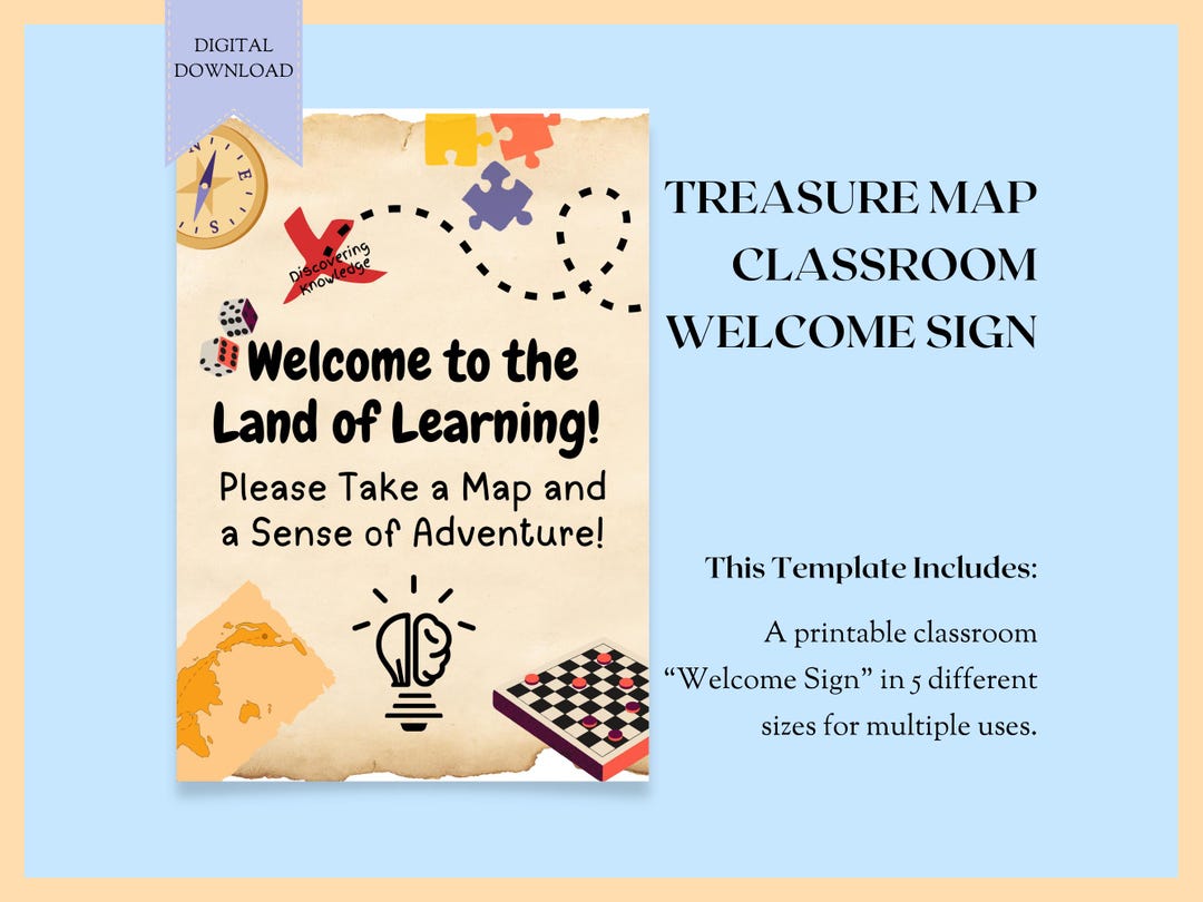 Printable Welcome Sign | Welcome Sign With Treasure Theme | Adventure ...