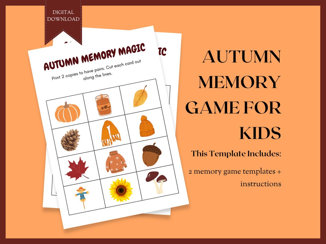 Printable Memory Cards for Kids - Fun Fall Family Homeschool Activity ...