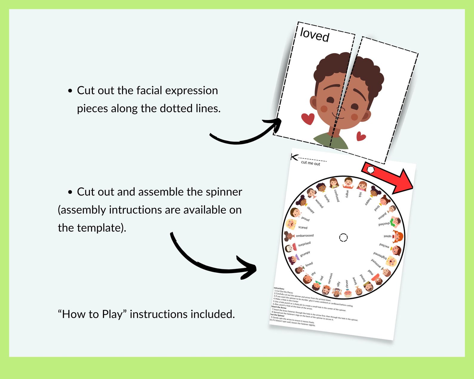Emotion Matching Game, Spin and Match Activity, Feelings Recognition ...