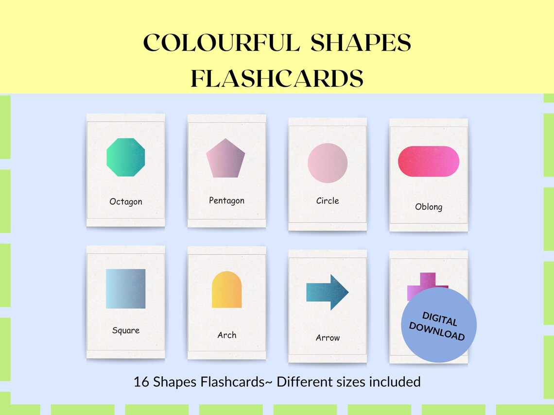 Printable Shapes Flashcards for Kids, Preschool & Kindergarten Learning ...