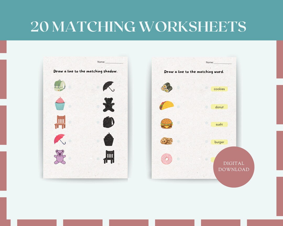 Matching Worksheets for Kids, Printable Matching Games, Shadow Matching ...
