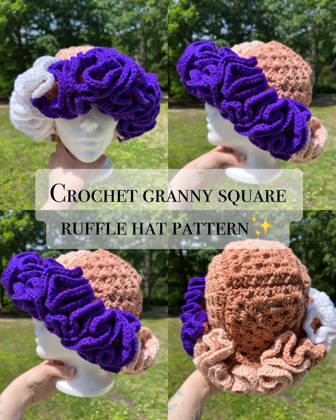 Crochet Granny Square Ruffle Hat Pattern - Etsy