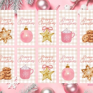 Printable Christmas Gift Tags With Pink Watercolor Accents - Etsy