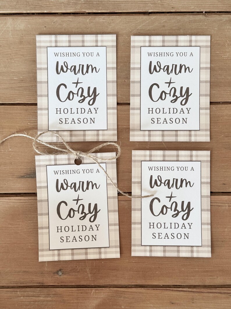 Printable Gift Tags wishing You A Warm and Cozy Holiday Season Brown ...