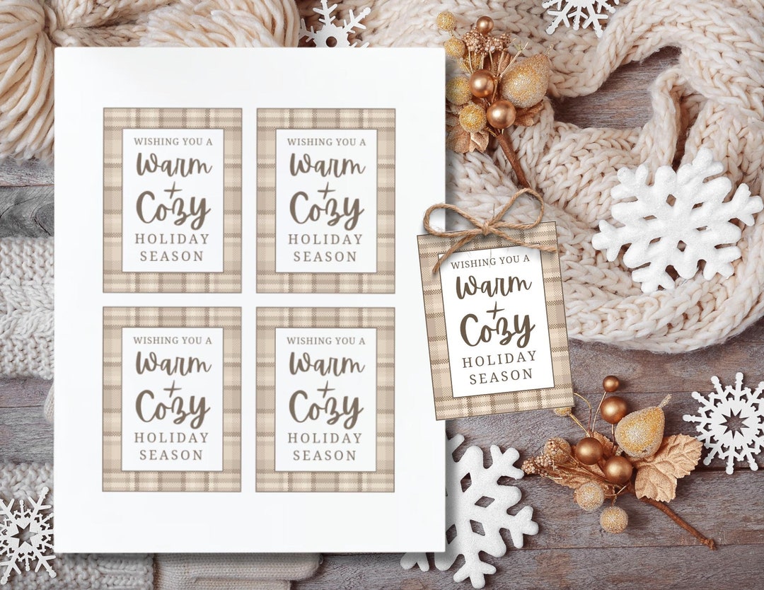Printable Gift Tags wishing You A Warm and Cozy Holiday Season Brown ...