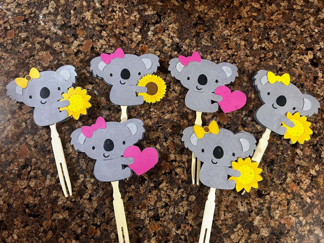 Handmade Koala Bear Cupcake Toppers, Birthday Party Decor, Australian ...