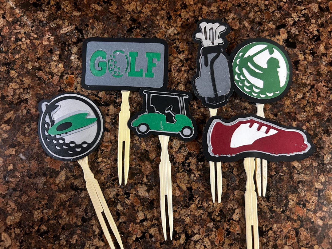 Golf Cupcake Toppers: Layered Paper Golf Cart, Ball, Bag & Shoes - Etsy