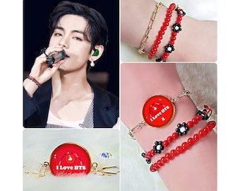 Buy BTS V Kim Taehyung Inspired Bracelets. BTS V Red Beaded Bracelet. Red Beaded Bracelet. BTS Army Bracelet. Trendy Bracelet. Popular Bracelet Online in India Etsy