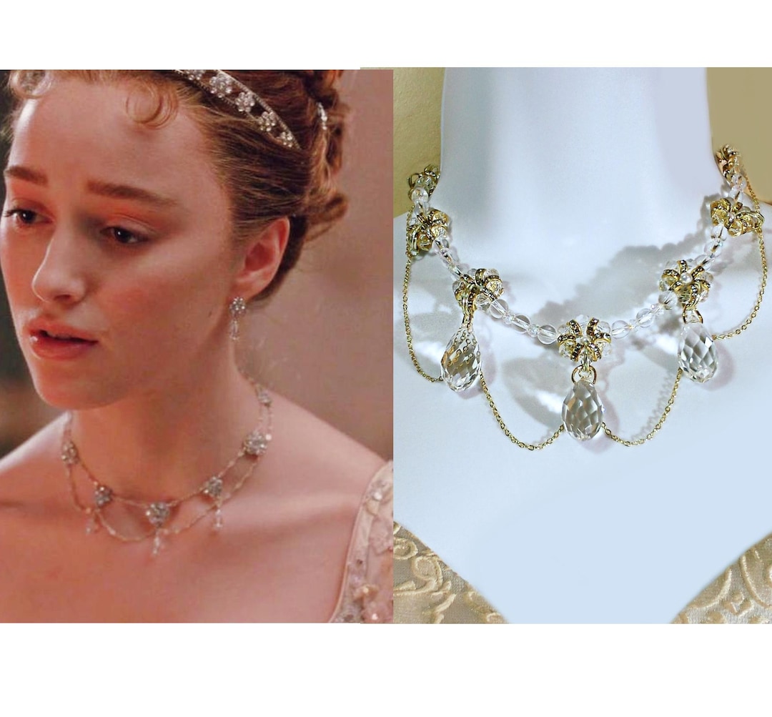 Bridgerton Daphne Regency Inspired Crystal Waterdrops Choker Necklace ...