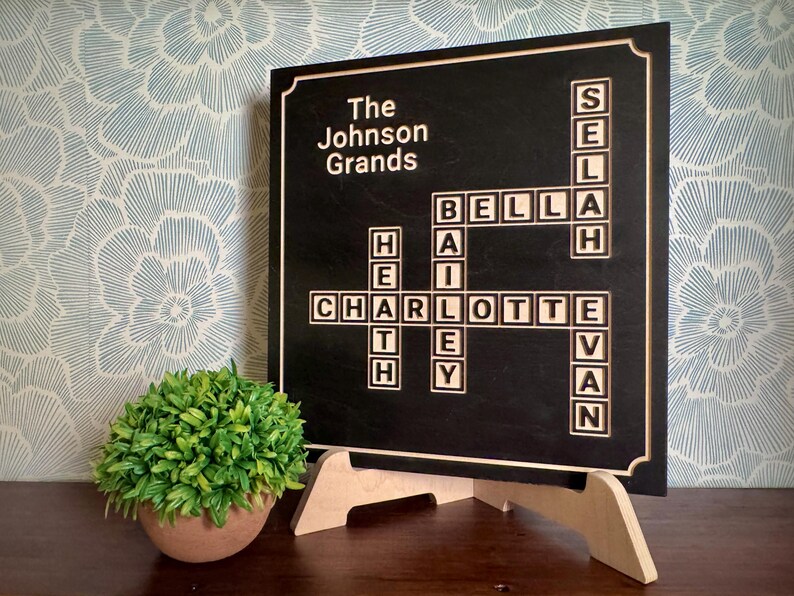 Personalized Family Crossword Puzzle Sign: Unique Wooden Wall Art for ...