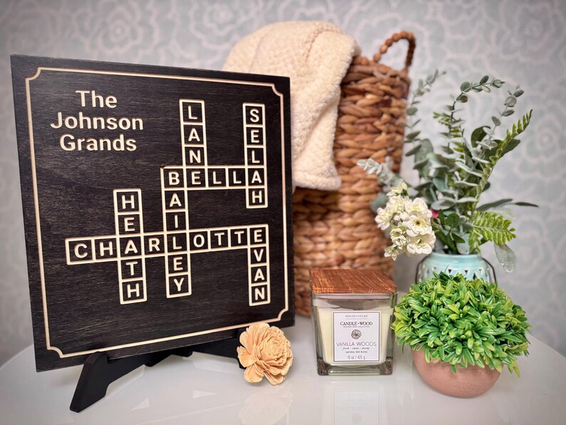 Personalized Family Crossword Puzzle Sign: Unique Wooden Wall Art for ...