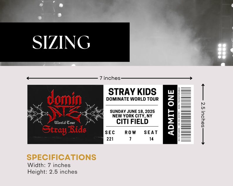 Editable Stray Kids Dominate Concert Ticket, Dominate World Tour North America , Stray Kids Kpop ...