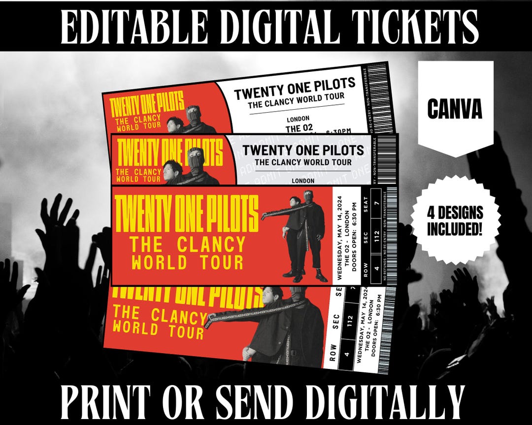 Editable 21 Pilots Concert Ticket, Twenty One Pilots Clancy Tour 2024 ...
