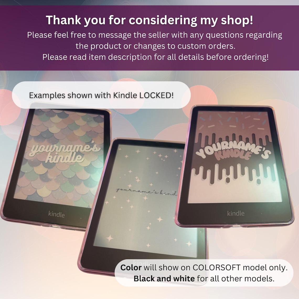 Personalized Kindle Lock Screen SCALE for Colorsoft, Scribe, Paperwhite ...