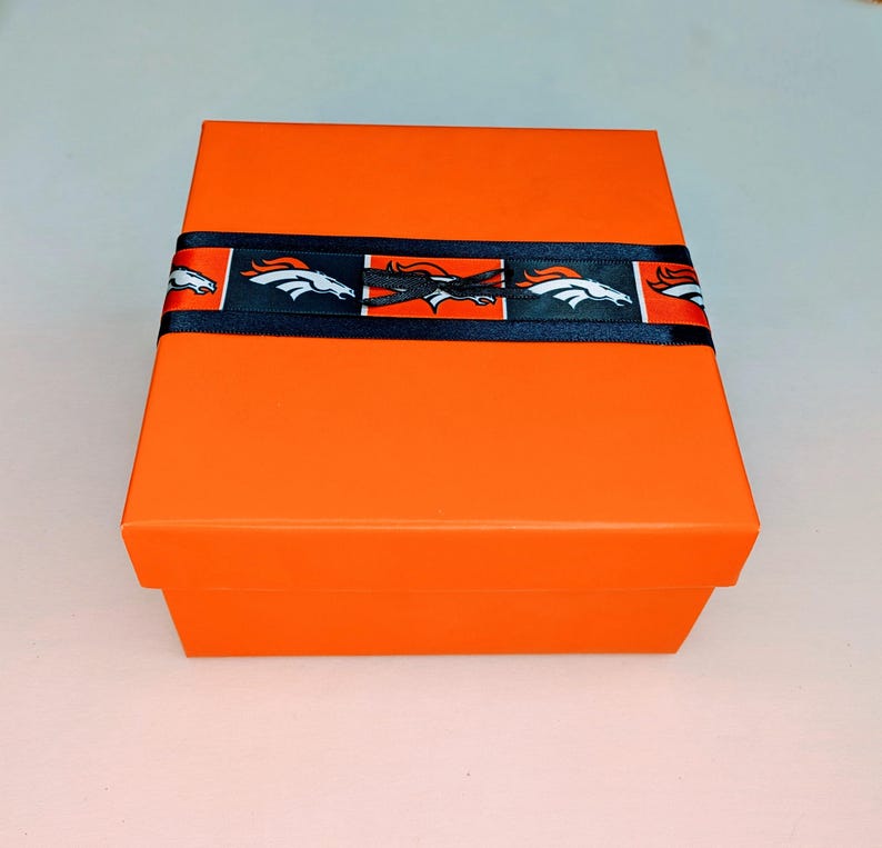 Denver Broncos Pre-wrapped Gift Box With Satin Ribbon - Etsy
