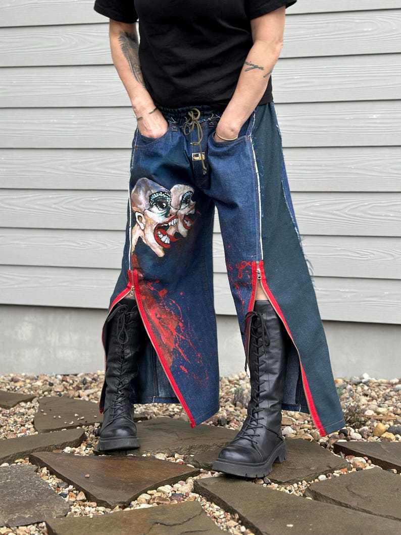 Hand-painted Jeans, Unique Denim Art, Boho Jeans, Artistic Denim ...