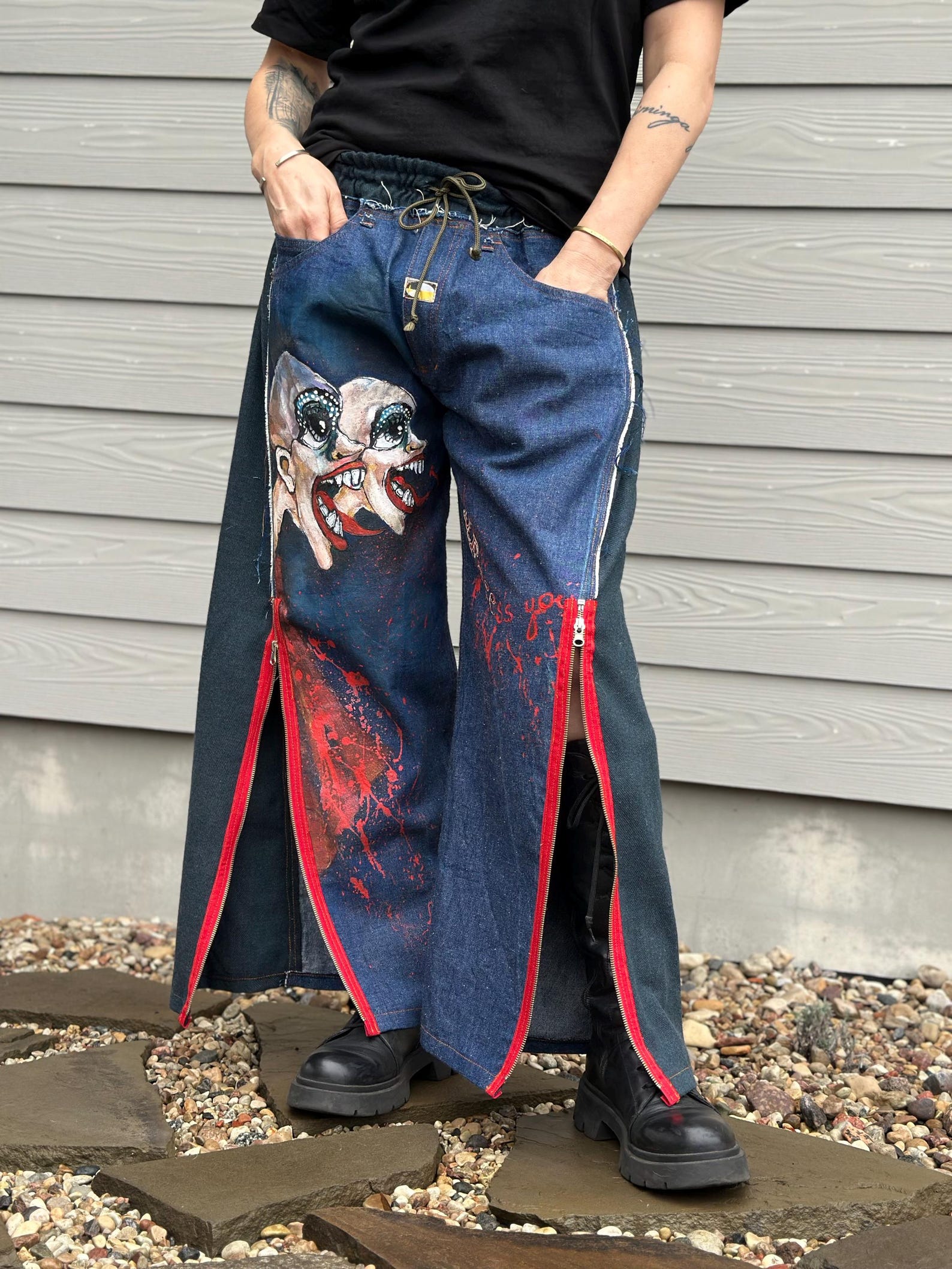 Hand-painted Jeans, Unique Denim Art, Boho Jeans, Artistic Denim ...