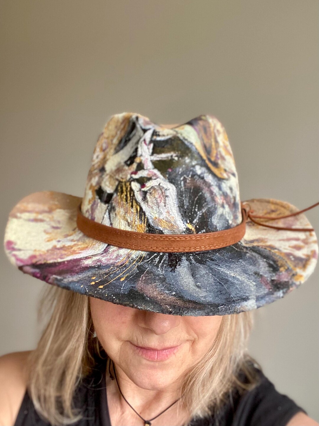 Handmade Sand Color Cowboy Hat Boho & Rodeo Style Artistic Western Hat ...