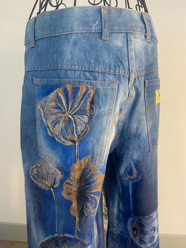Hand-painted Jeans, Artful Denim Pants, Boho Style Clothing, One-of-a ...