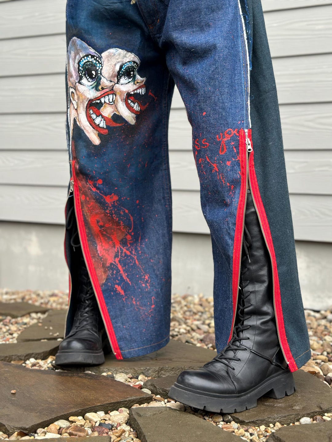 Hand-painted Jeans, Unique Denim Art, Boho Jeans, Artistic Denim ...