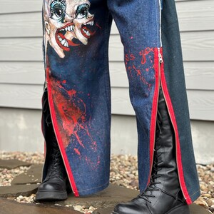 Hand-painted Jeans, Unique Denim Art, Boho Jeans, Artistic Denim ...