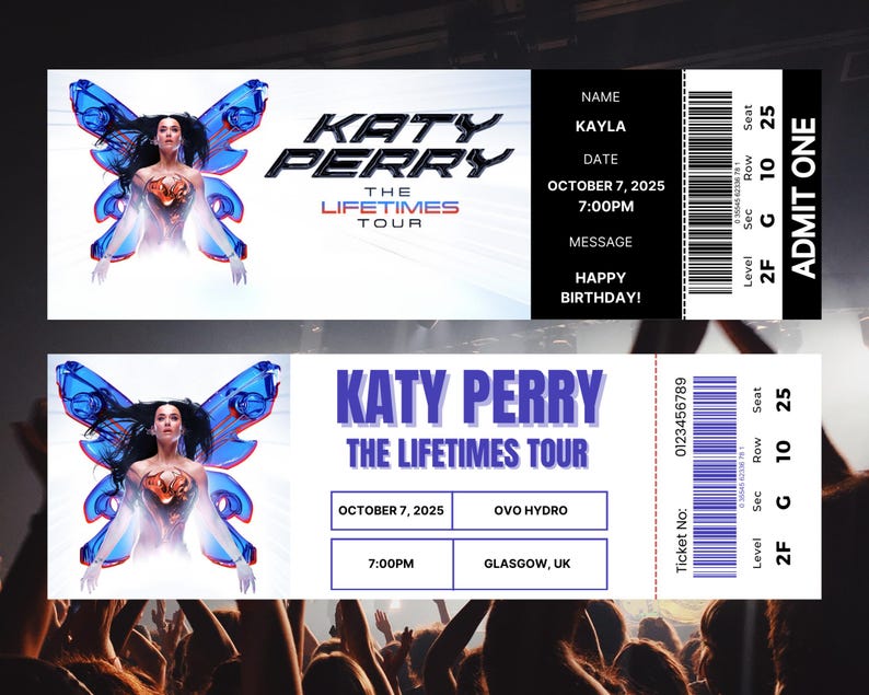 Editable Katy Perry Concert Ticket Template, Editable Concert Ticket ...